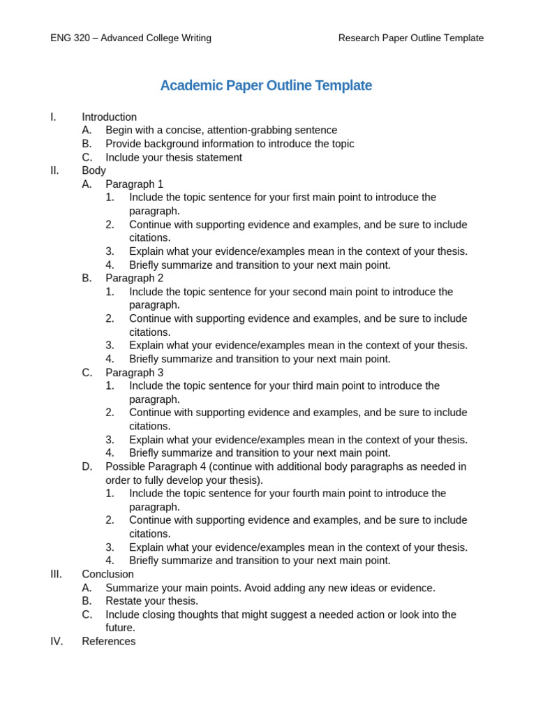 College Research Paper Outline Guide | PDF