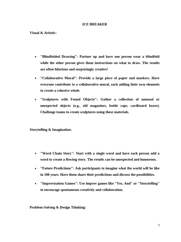 ICE-BREAKER 8 | PDF | Creativity | Improvisation