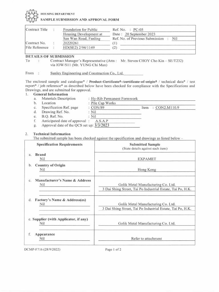 PC-05 (Hy-Rib Permanent Formwork) | PDF
