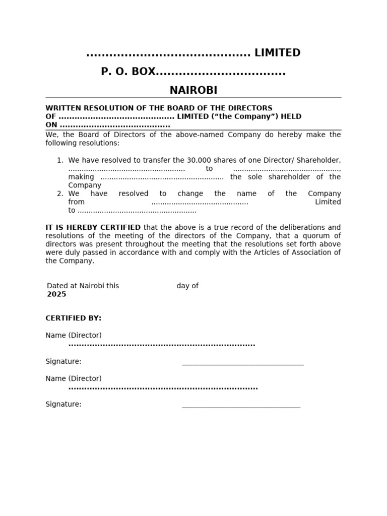 Board Resolution for Share Transfer | PDF