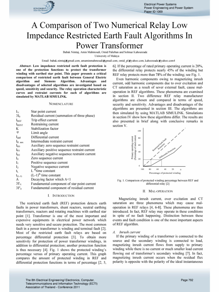 A Comparison of Two Numerical Relay Low Impedance Restricted Earth ...
