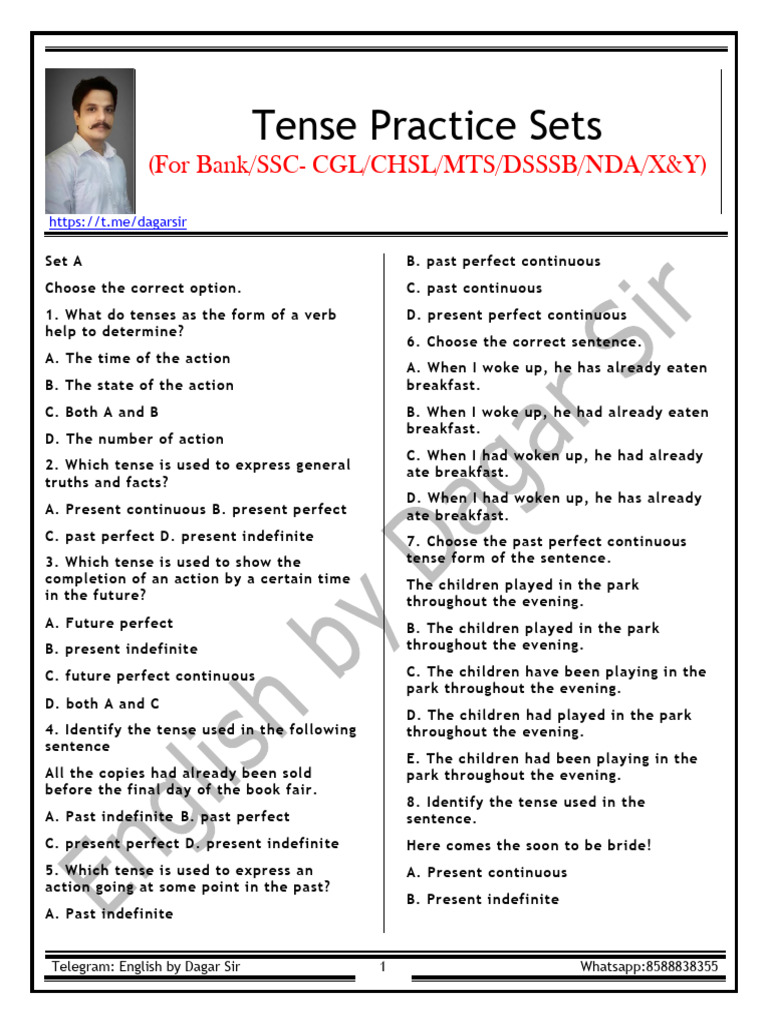 Tense Practice Questions | PDF | Language Mechanics | Linguistics