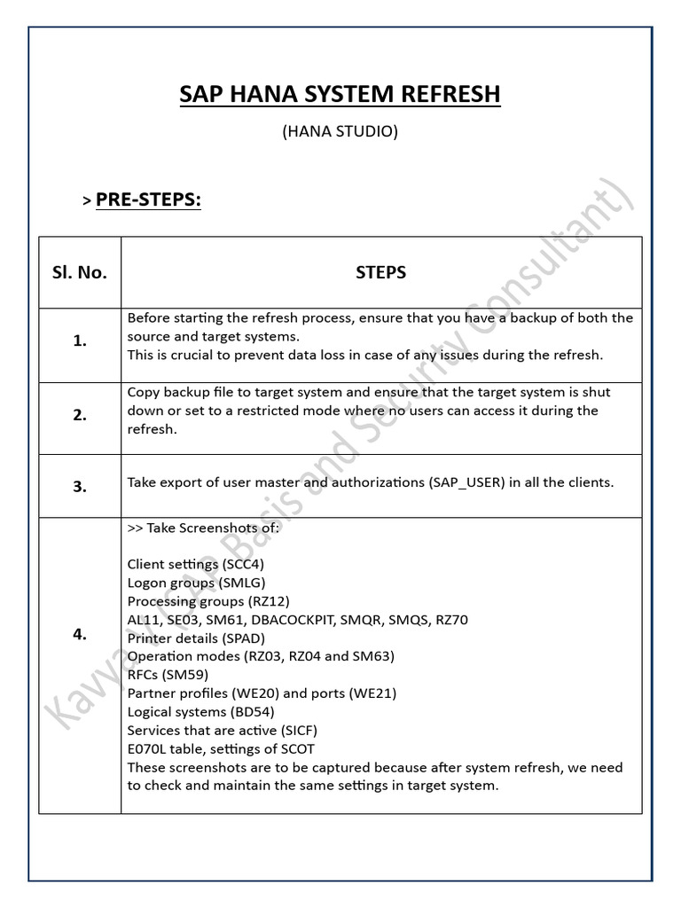 SAP HANA System Refresh | PDF | Backup | Directory (Computing)