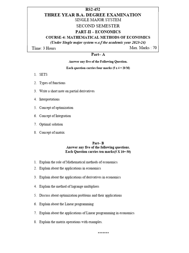 Mathematical Methods For Economics Pdf