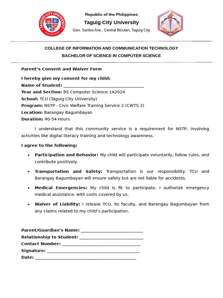 NSTP Proposal and Waiver Format | PDF