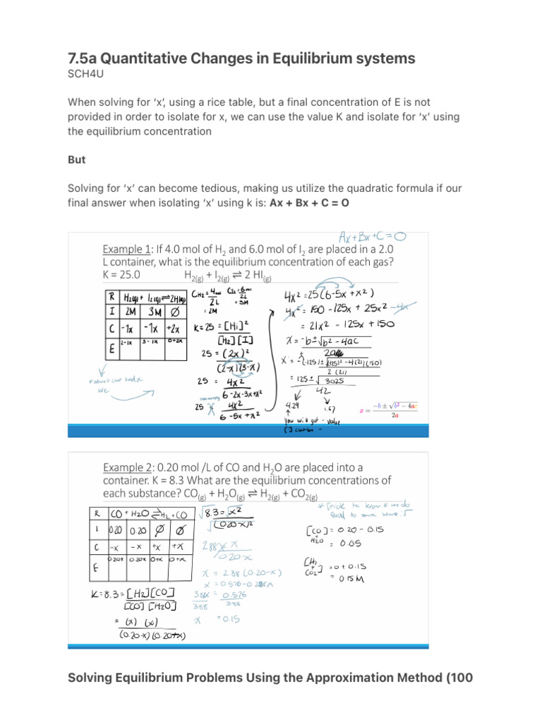 7.5a Quantitative Changes in Equilibrium Systems | PDF