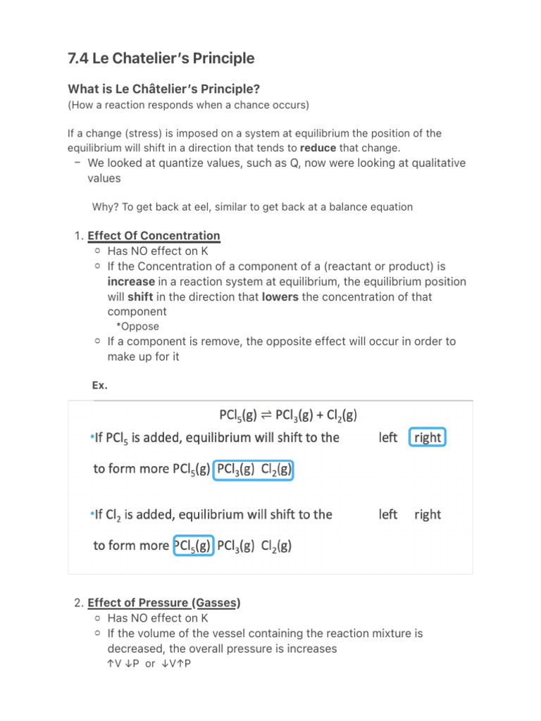 7.4 Le Chatelier's Principle | PDF