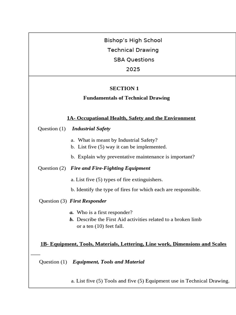 SBA Questions 2024-25 Section 1 & 2 | PDF | Technical Drawing | Ellipse