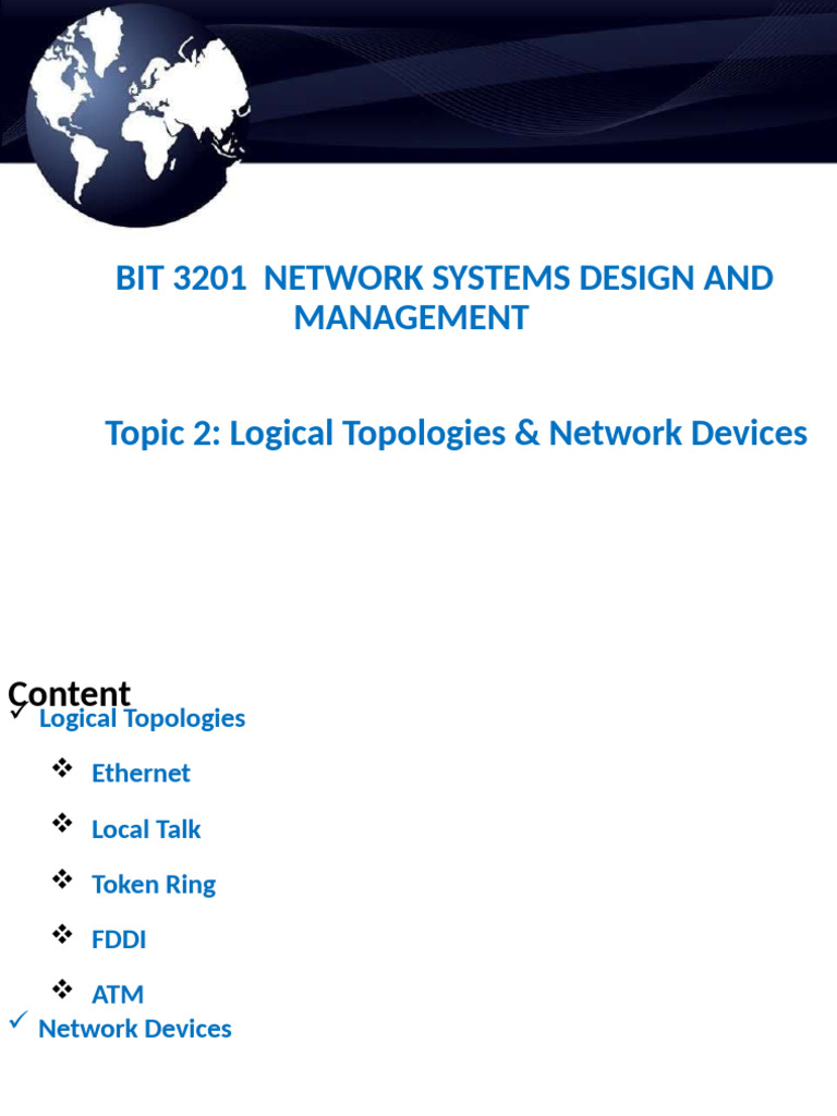 Topic 2 Logical Topologies and Network Devices | PDF | Computer Network ...