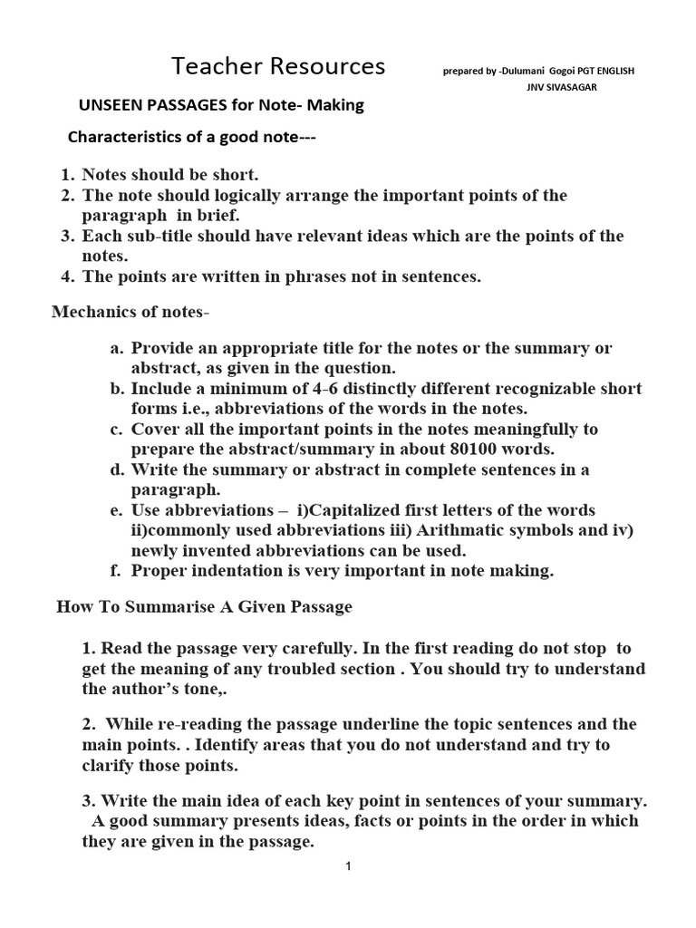 Unseen Passages - Teacher Resource | PDF | Himalayas | English Language