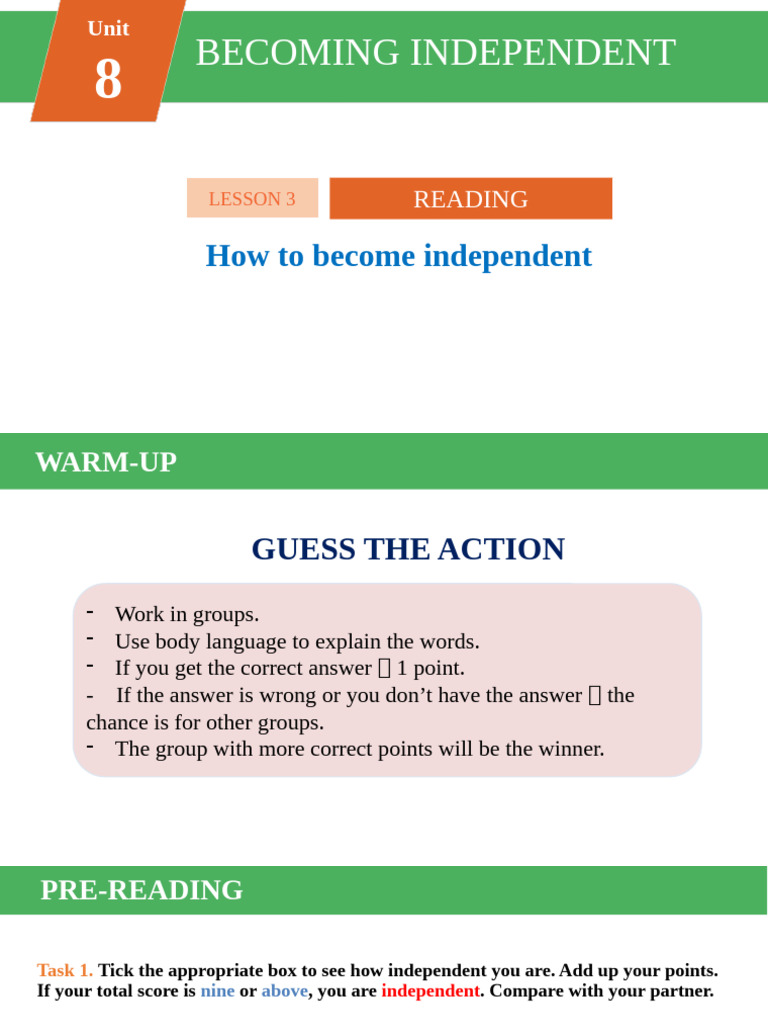 Unit 8 - Reading | PDF | Adolescence | Skill