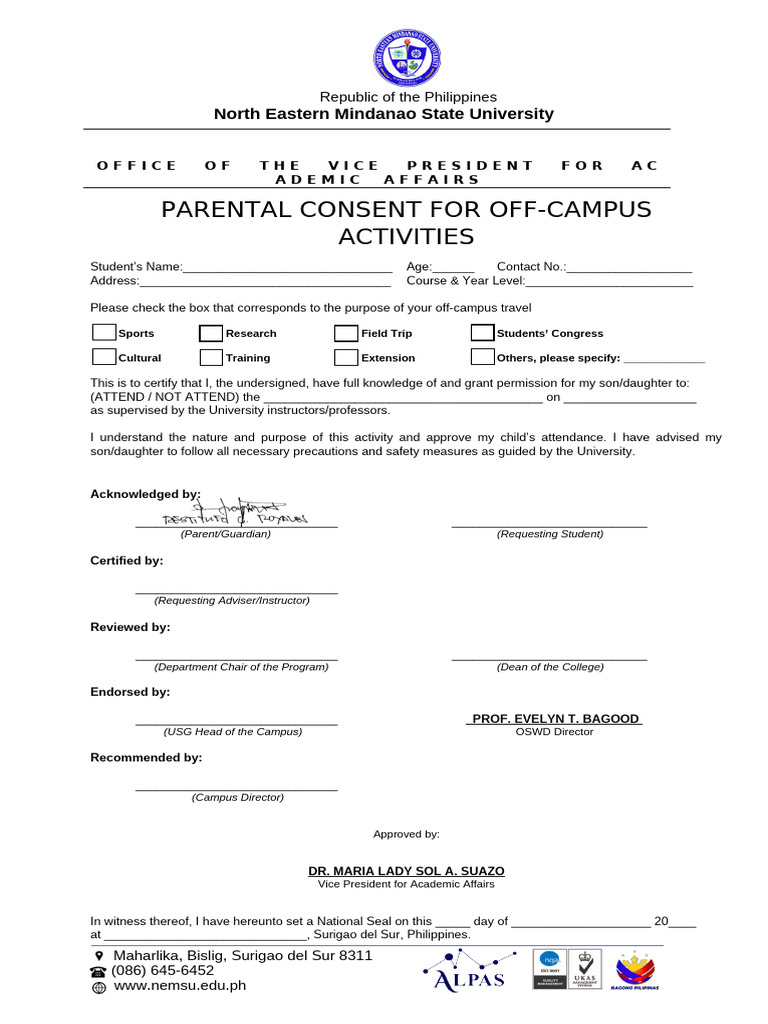 11 New Parent Consent From OVPAA | PDF
