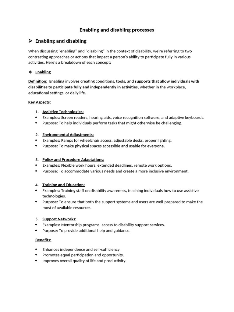 Enabling and Disabling Processes | PDF | Accessibility | Disability