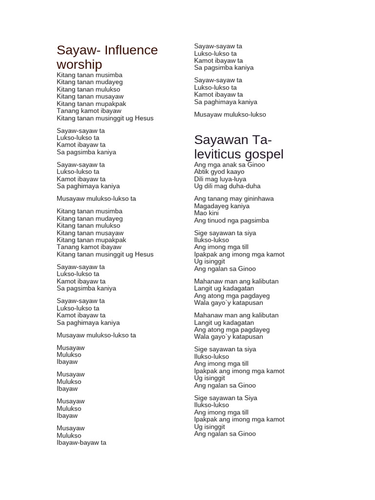 Lineup Songs March 23 | PDF