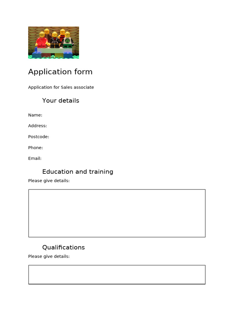 Sales Associate Application Form | PDF