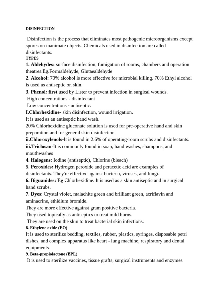 Beta Propiolactone in Disinfection | PDF