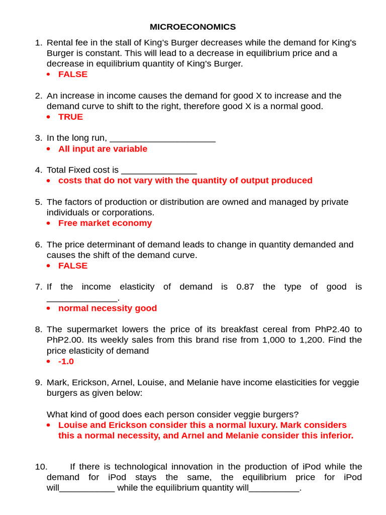 Micro Macro Econ Planning | PDF | Demand | Elasticity (Economics)