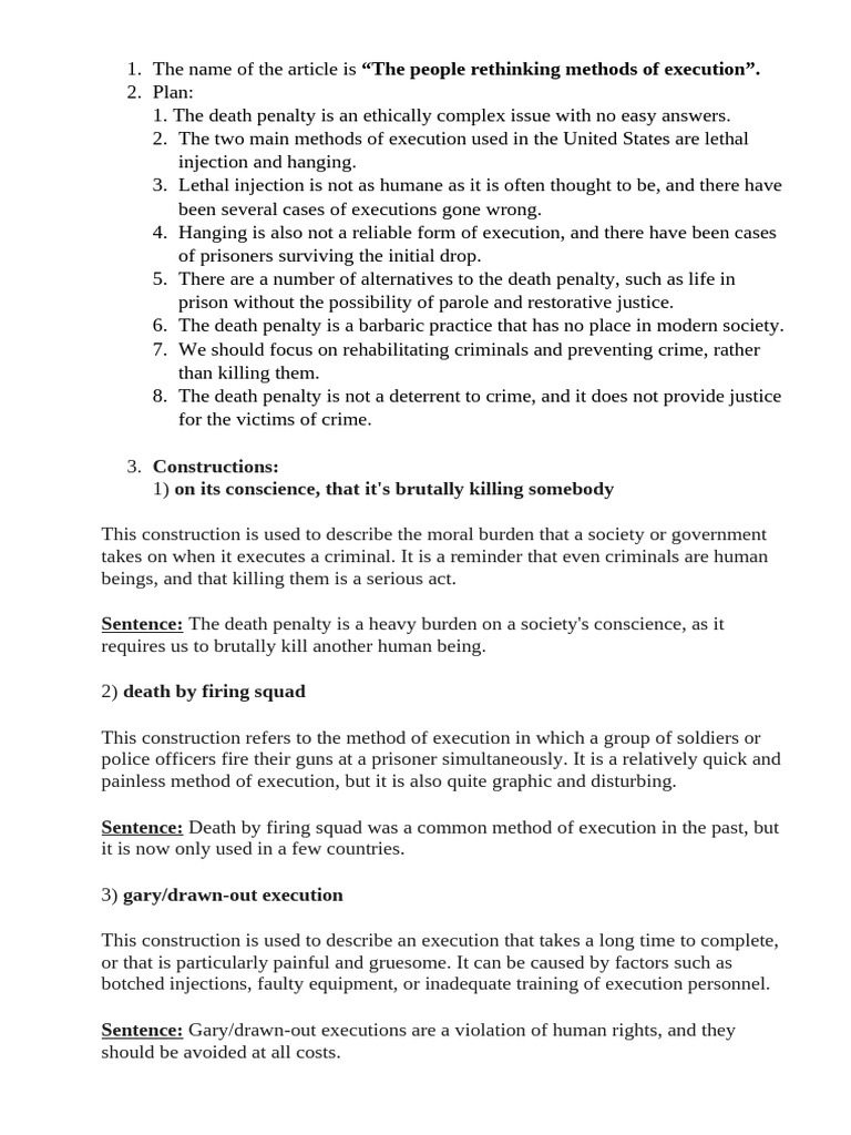 The People Rethinking Methods of Execution | PDF | Restorative Justice ...