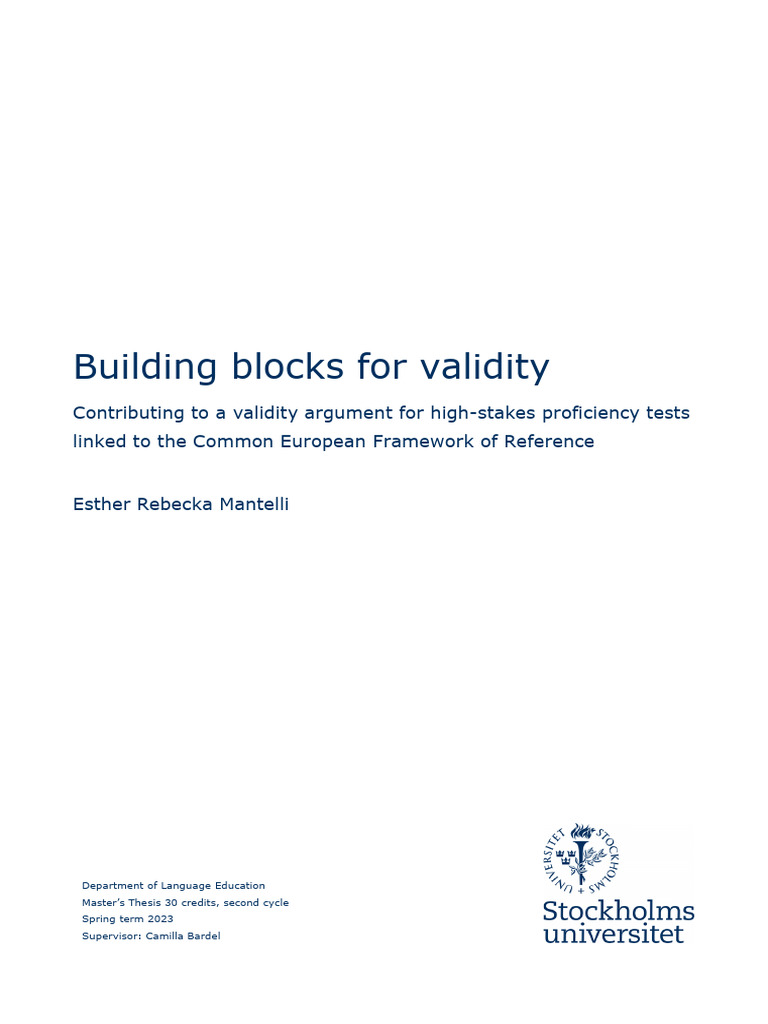 Building blocks for Validity | PDF | Validity (Statistics) | Argument