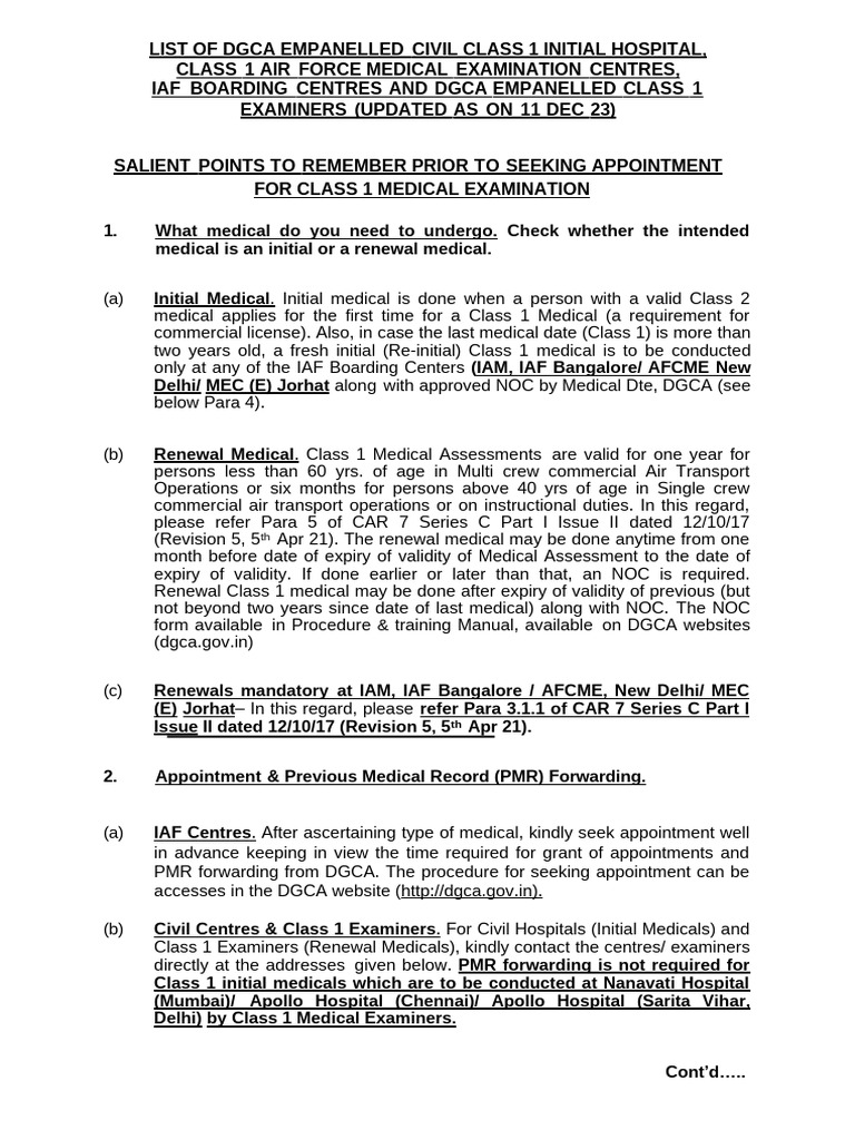 Class1 Medical | PDF