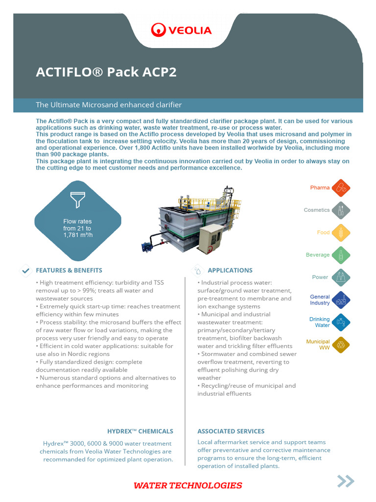 DODTAI303623 - ACTIFLO Pack ACP2 Datasheet | PDF | Sewage Treatment | Effluent