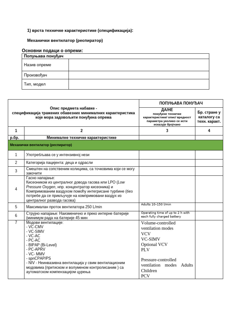 Opis I Specifikacije Predmeta | PDF