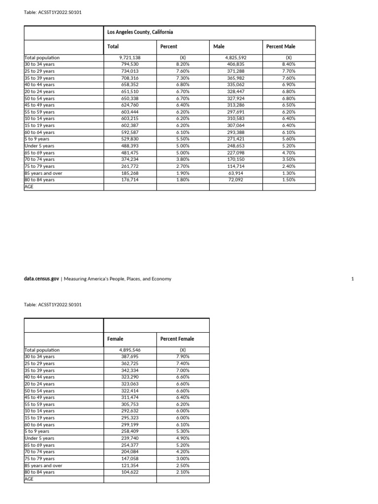 Los Angeles County Demographic Data 2022 | PDF | Race And Ethnicity In ...
