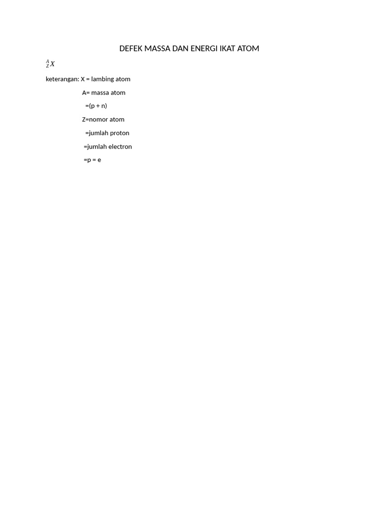 Defek Massa Dan Energi Ikat Atom | PDF