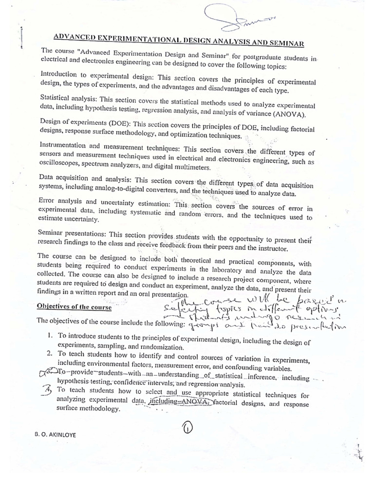 ADVANCE EXPERIMENTATIONAL DESIGN ANALYSIS SEMINAR | PDF