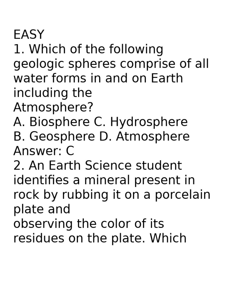 Science Nc Exam | PDF | Rock (Geology) | Sedimentary Rock