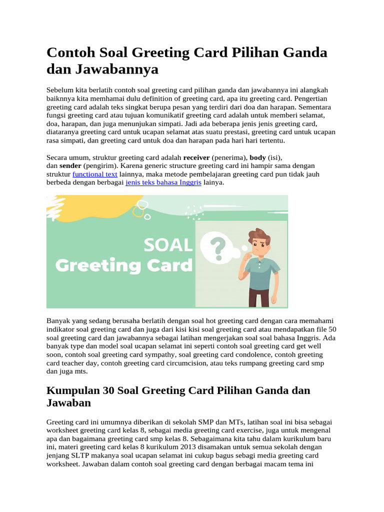 Greeting Card Practice Questions | PDF