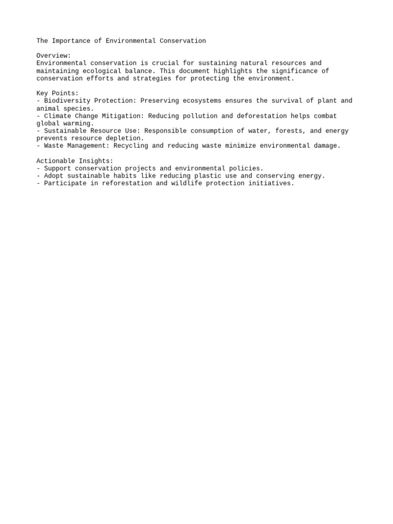 The Importance of Environmental Conservation | PDF