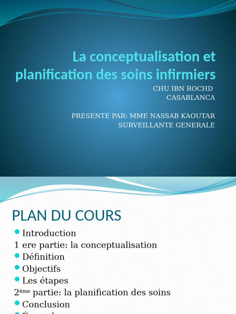 La Conceptualisation Et Planification Des Soins Modifié | PDF | Allaitement | Soins de santé