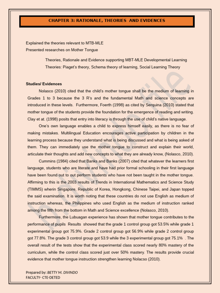 CHAPTER 3-(FINAL) theories, rationale and evidencies with chaoter quiz | PDF | Multilingualism ...