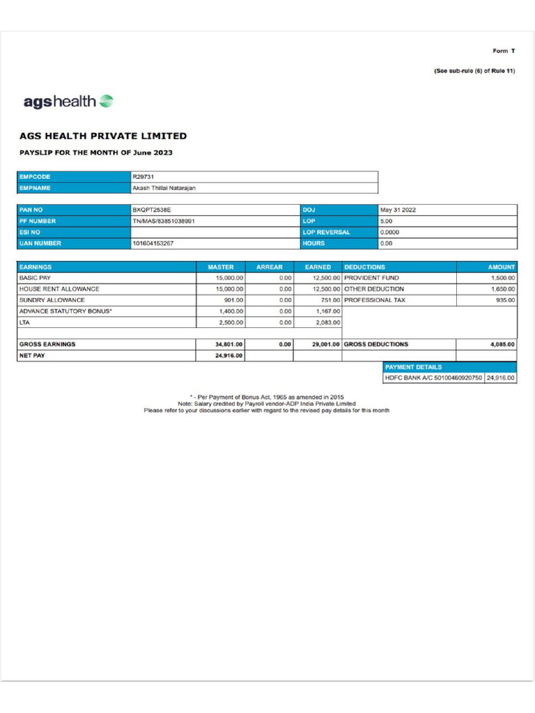 Ags June Payslip | PDF