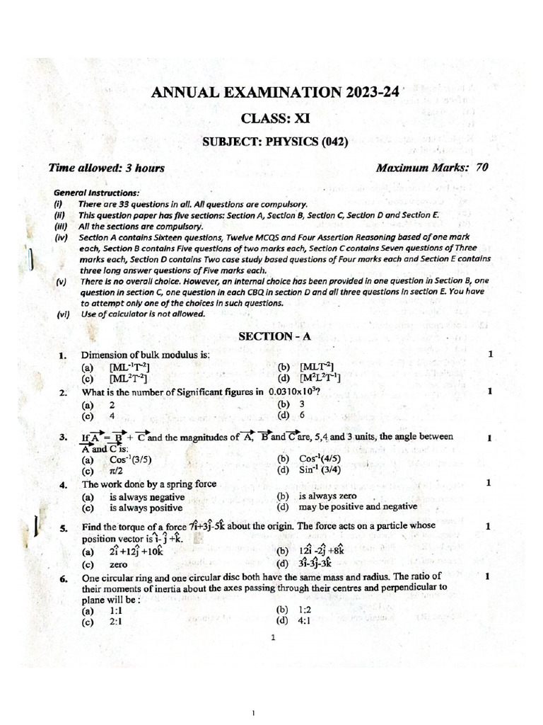Physics, Xi Class | PDF