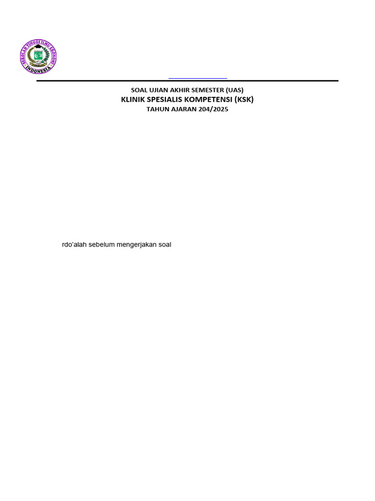 SOAL UJIAN KSK Level 1 ES-K124 Tahun 2025 K | PDF