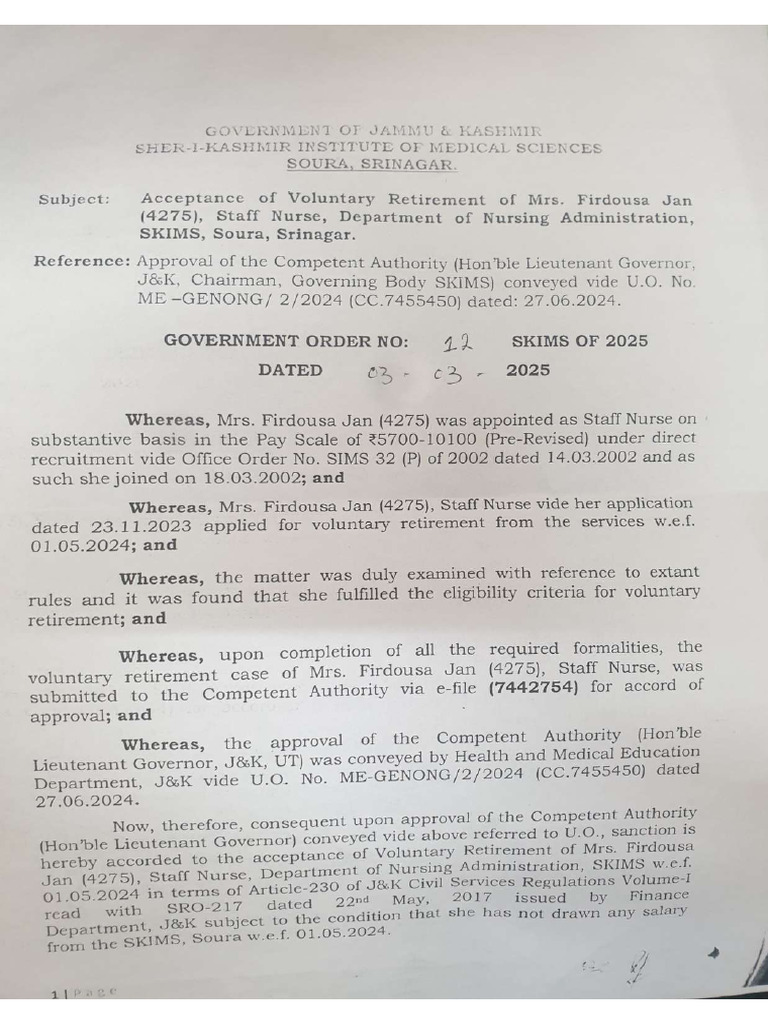 FirdousJan Retire 05032025 | PDF