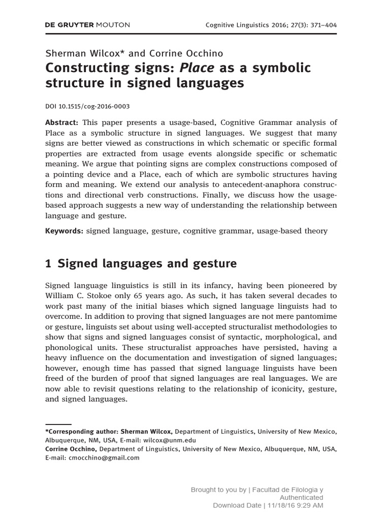 (Cognitive Linguistics) Constructing Signs - Place As A Symbolic ...