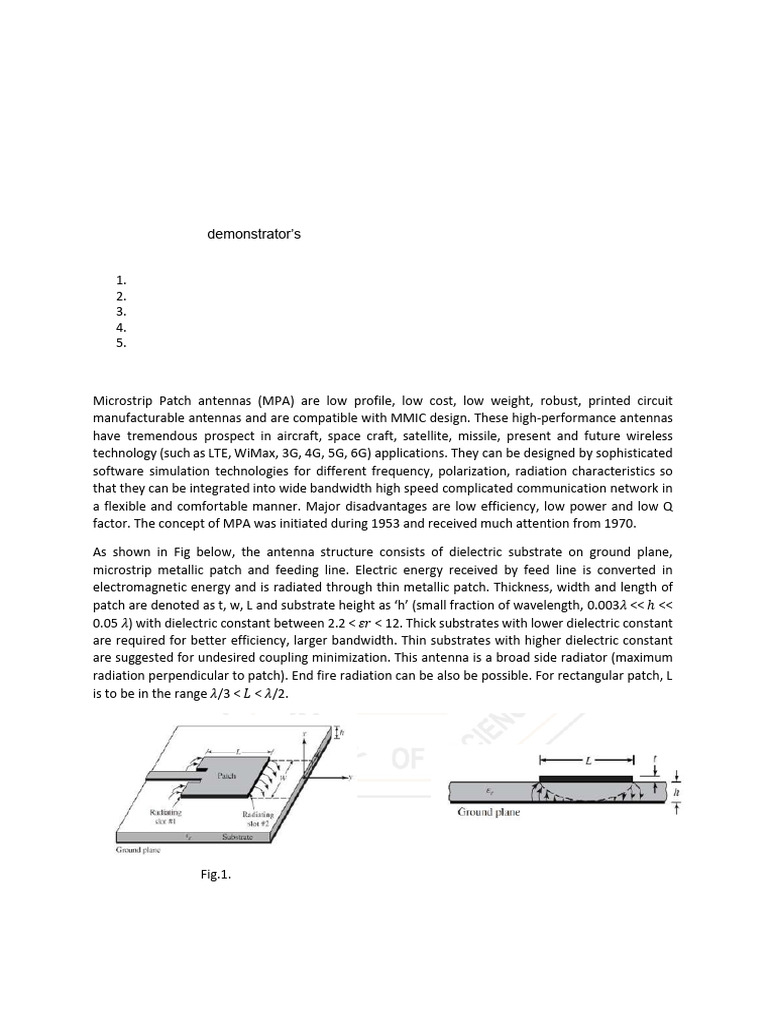 Design and Simulation of A Microstrip Patch Antenna (MPA) - Software (CST) - Open Ended | PDF ...