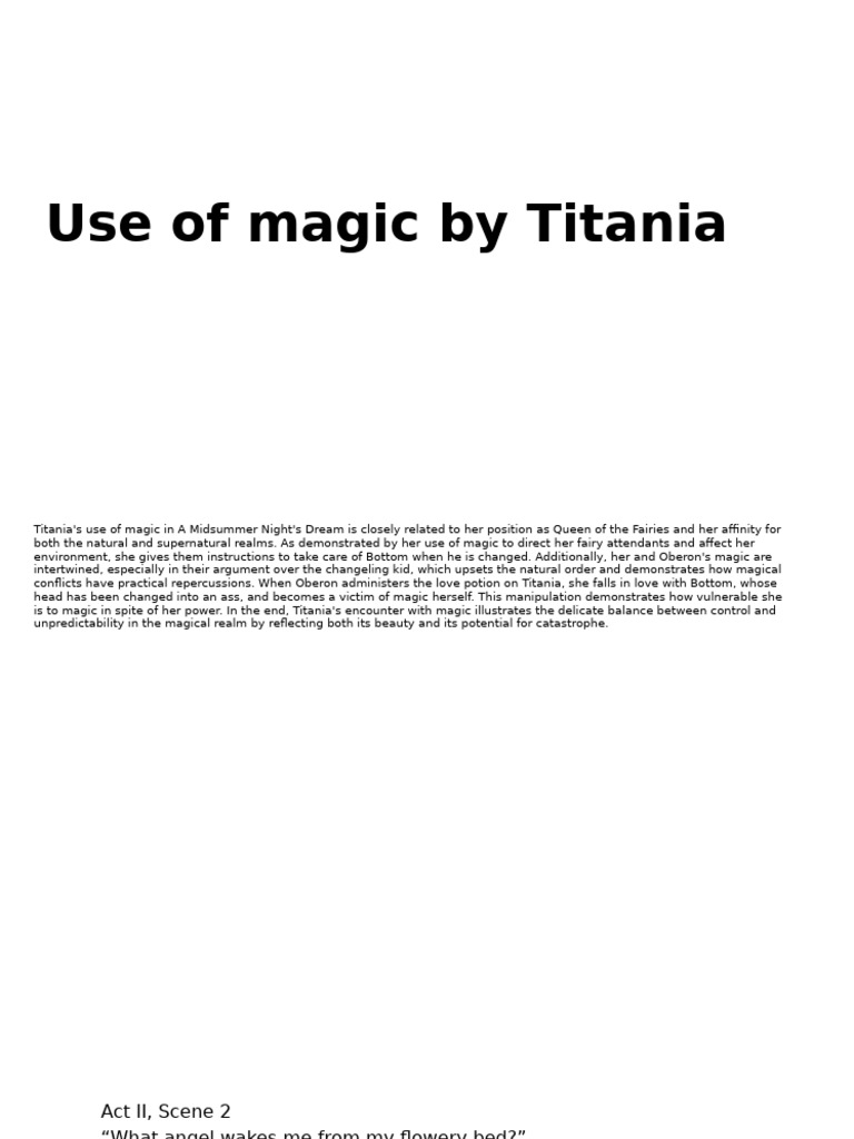 Titania - Magic - Midsummer Nights Dream | PDF