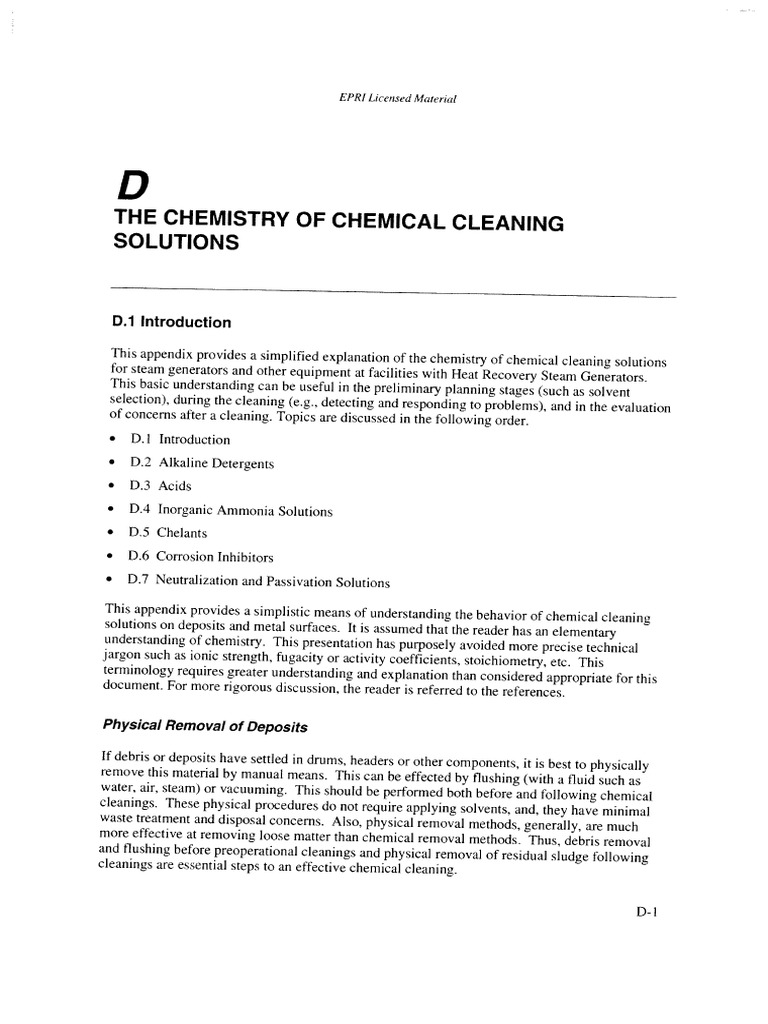 The Chemistry of Chemical Cleaning Solutions | PDF