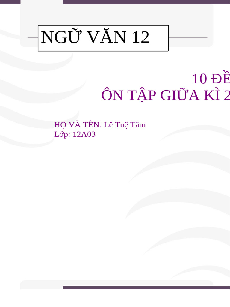 văn gki 2 10 đề | PDF