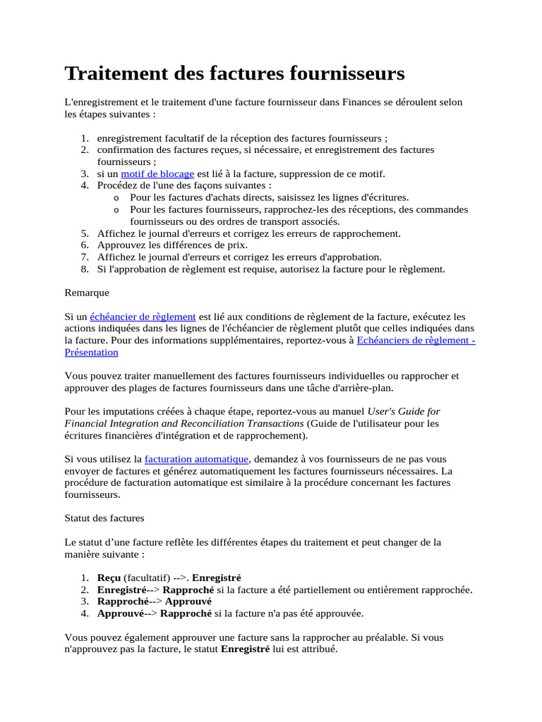 Traitement des factures fournisseurs | PDF | Facture