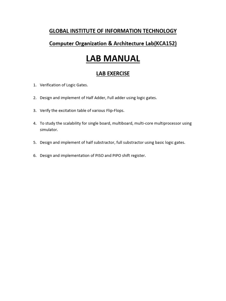 Computer Organization & ArchitectureLAB Mannual | PDF