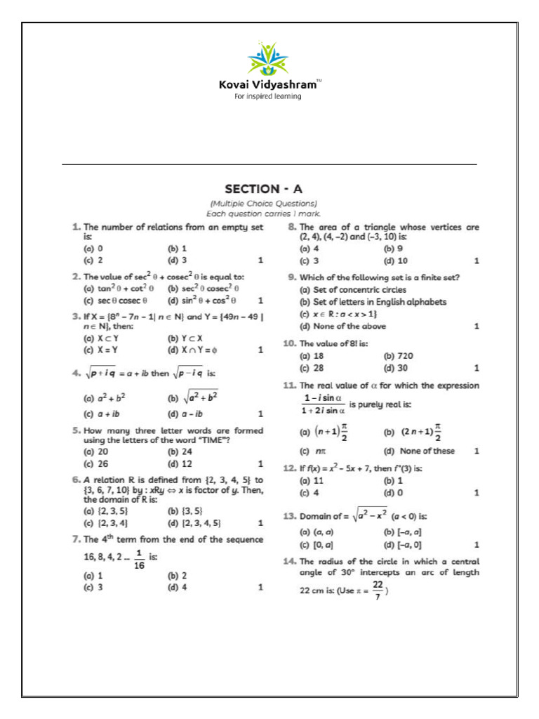 Grade XI Annual Math Exam Guide | PDF