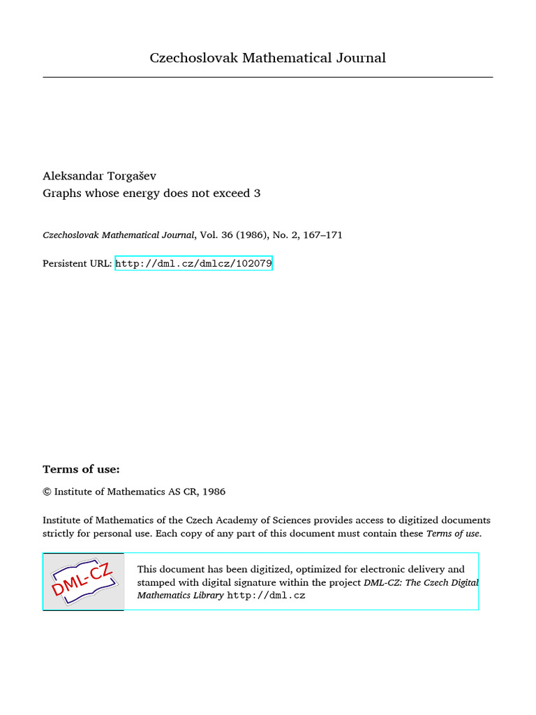 Graphs Whose Energy Does Not Exceed 3 E90r27ehjt | PDF | Vertex (Graph ...