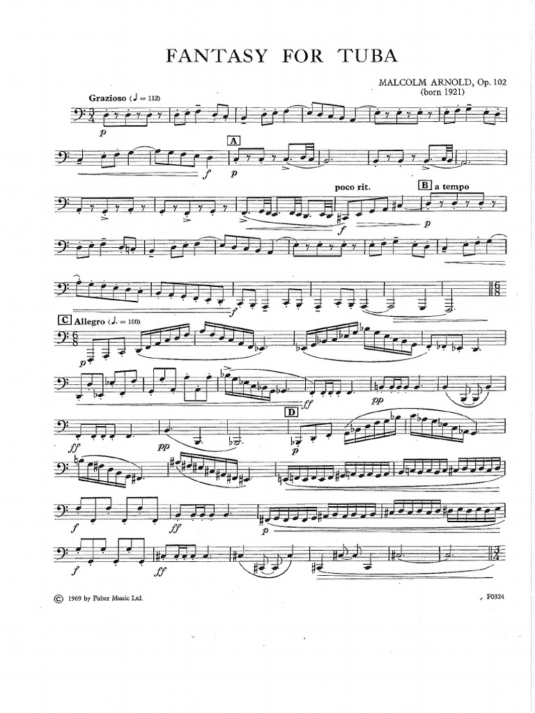 Fantasy For Tuba Malcolm Arnold | PDF