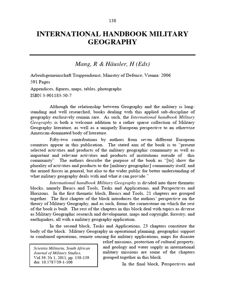 Book Review International Handbook Milit | PDF | Geography | Books