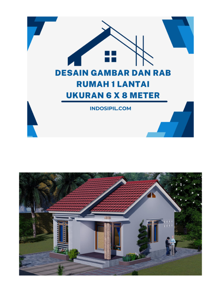 Desan Gambar Dan RAB Rumah 1 Lantai Ukuran 6x8 Meter | PDF